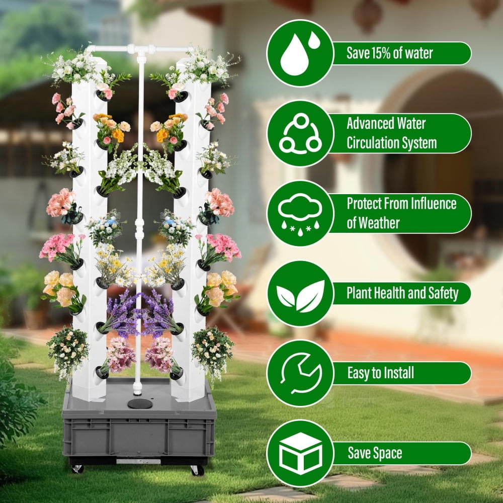 Flylapdo 56-Slot Hydroponic Growing Kit, 24.4in Columns & High-Pressure ...