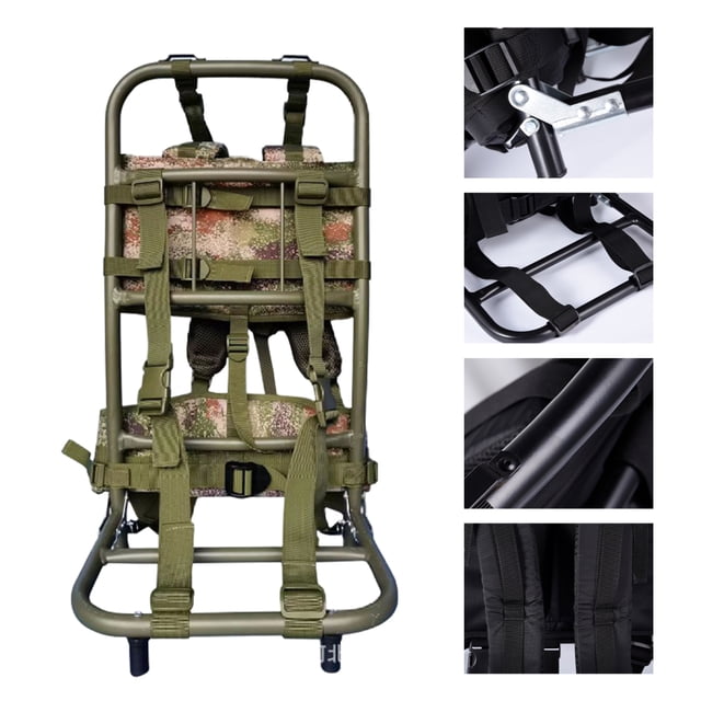 Flylapdo 60kg/132lb Load Capacity Nylon Fabric External Frame Backpack ...