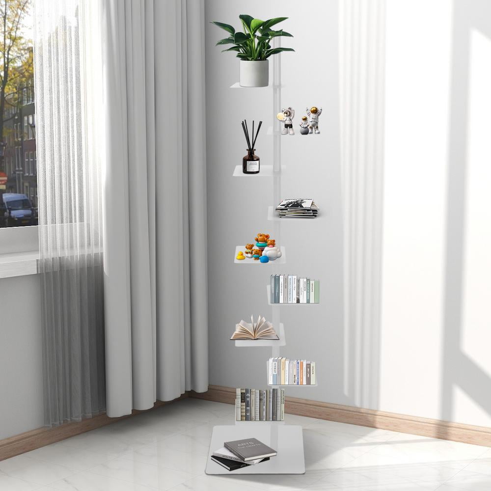 Flylapdo 9 Tier Wall Shelf Unit Narrow Smooth Laminate Finish ...