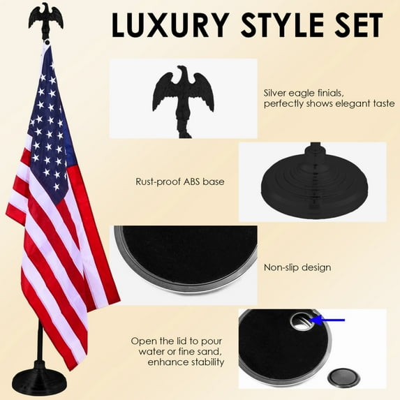 Flylapdo Eagle-Topped Alloy Flagpole Stands Kit, 3-Pack Telescoping ...