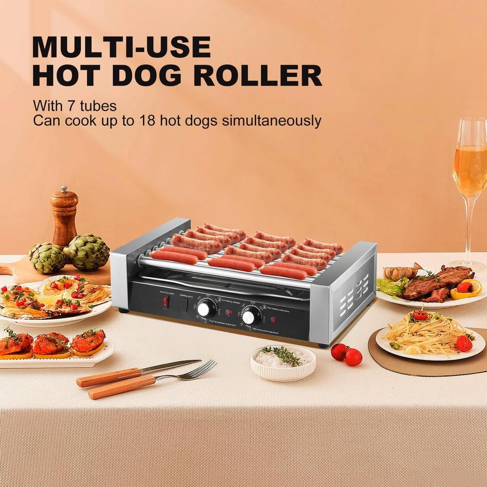 Flylapdo Electric Hot Dog Roller 7 Roller 18 Hot Dog Grill Cooker ...