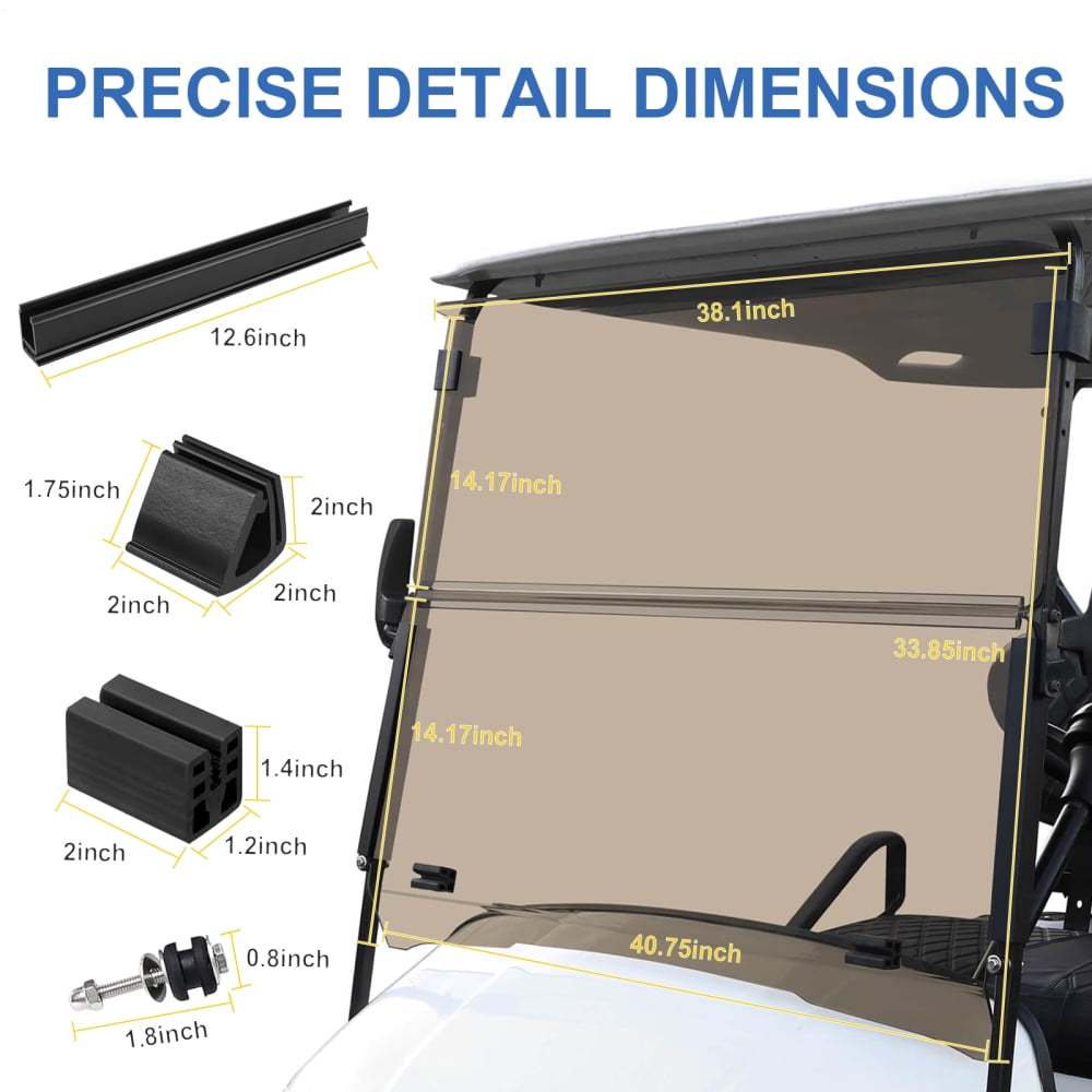 Flylapdo Fold Down Windshield for Golf Carts High-Strength Acrylic ...