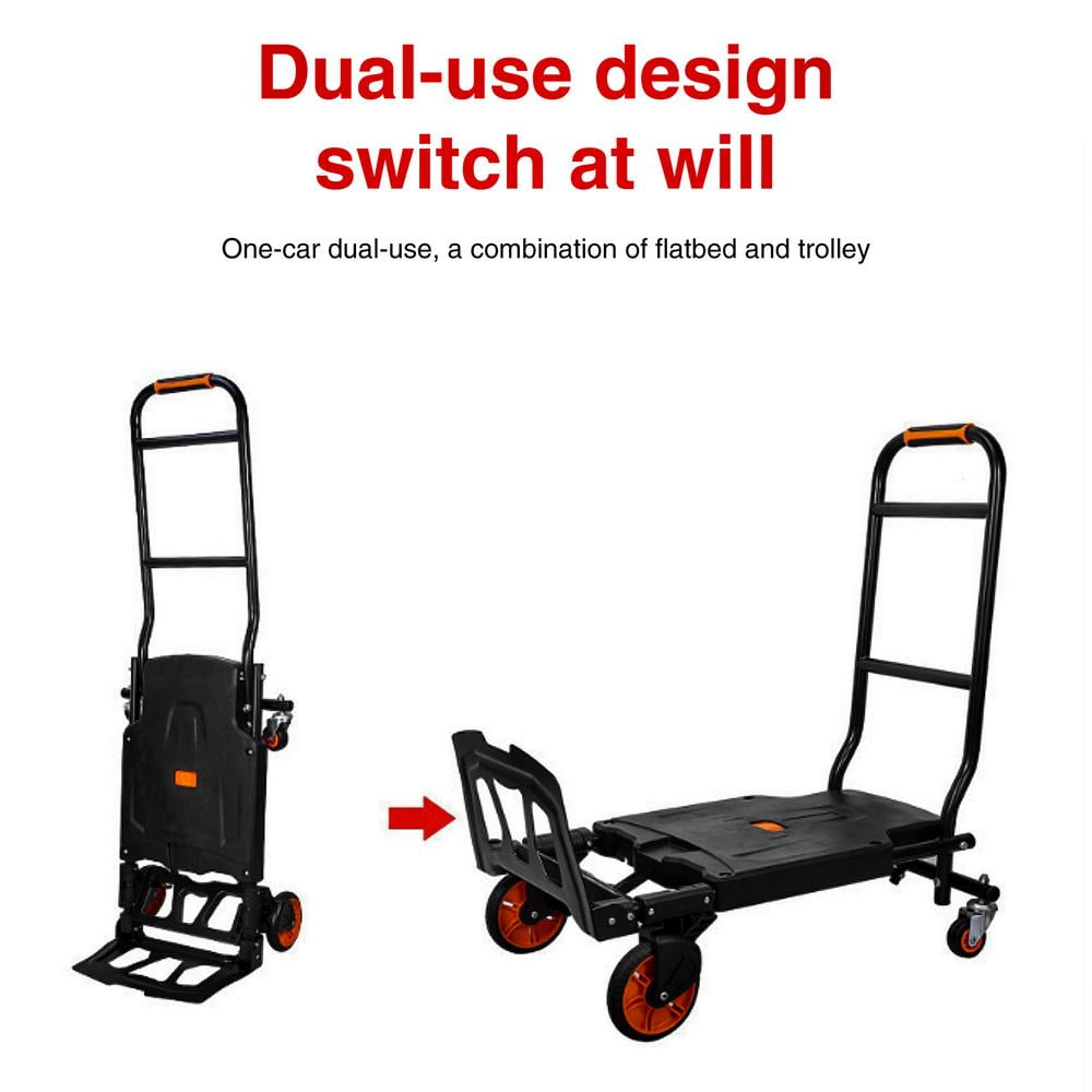Flylapdo Foldable Hand Cart 4-Wheel Utility Trolley Cart For Moving ...