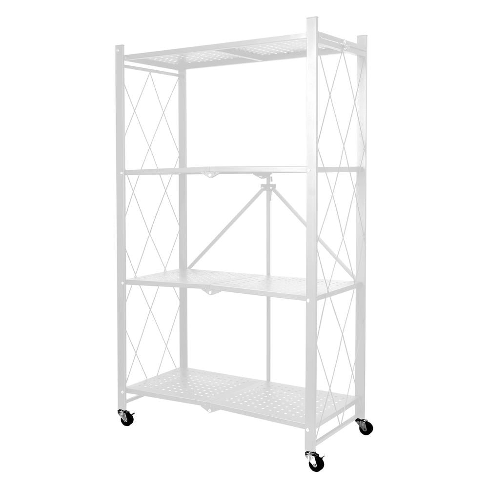 Flylapdo Heavy Duty Rolling Shelves 4-Tier Metal Storage Rack Shelf on ...