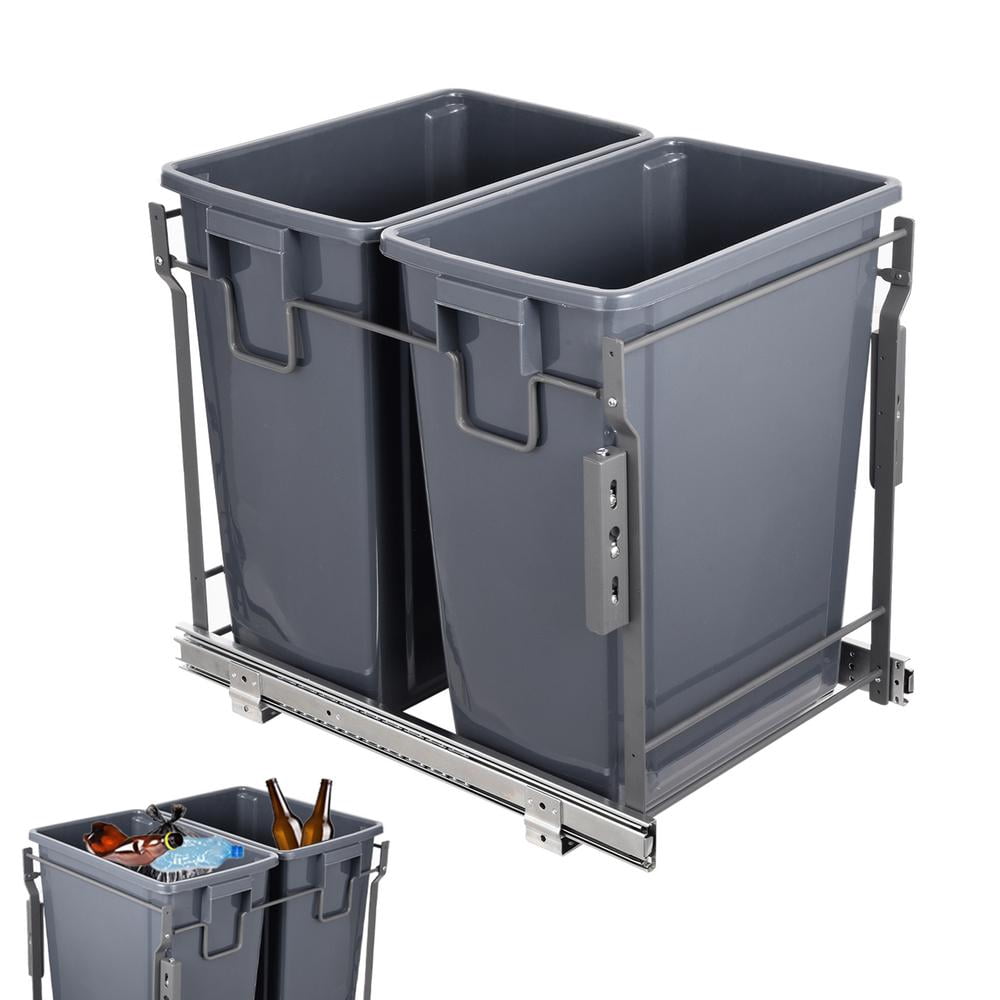 Flylapdo Heavy-Duty Sliding Garbage Bin 2pcs Carbon Steel Slide Garbage ...