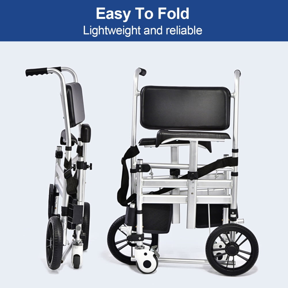 Flylapdo Sturdy Shower Chair with Braking Wheels, 140kg/308.6lbs ...