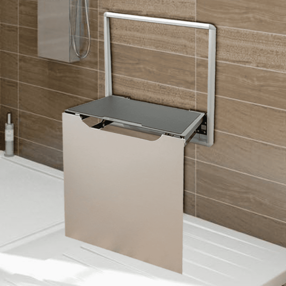 Flylapdo Wall Mounted Folding Shower Seat Teak, Foldable Shower Chair ...