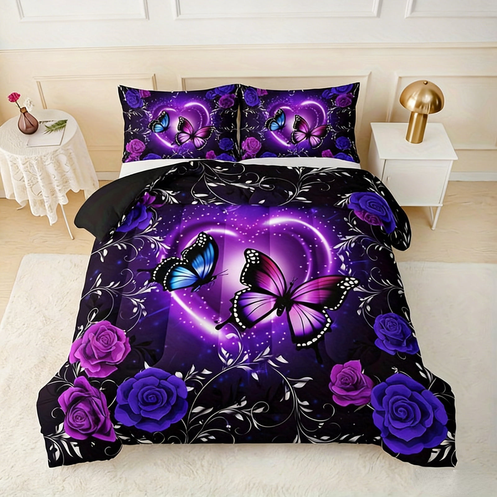 Flymme Butterfly Comforter Set Full Size for Girls and Women,3 Pieces ...