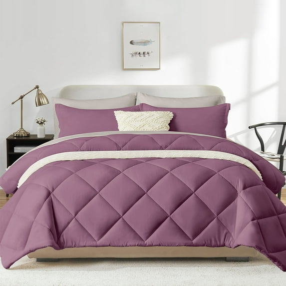 Flymme King Size Comforter Sets Purple ,7 Pieces Bed in a Bag King ...