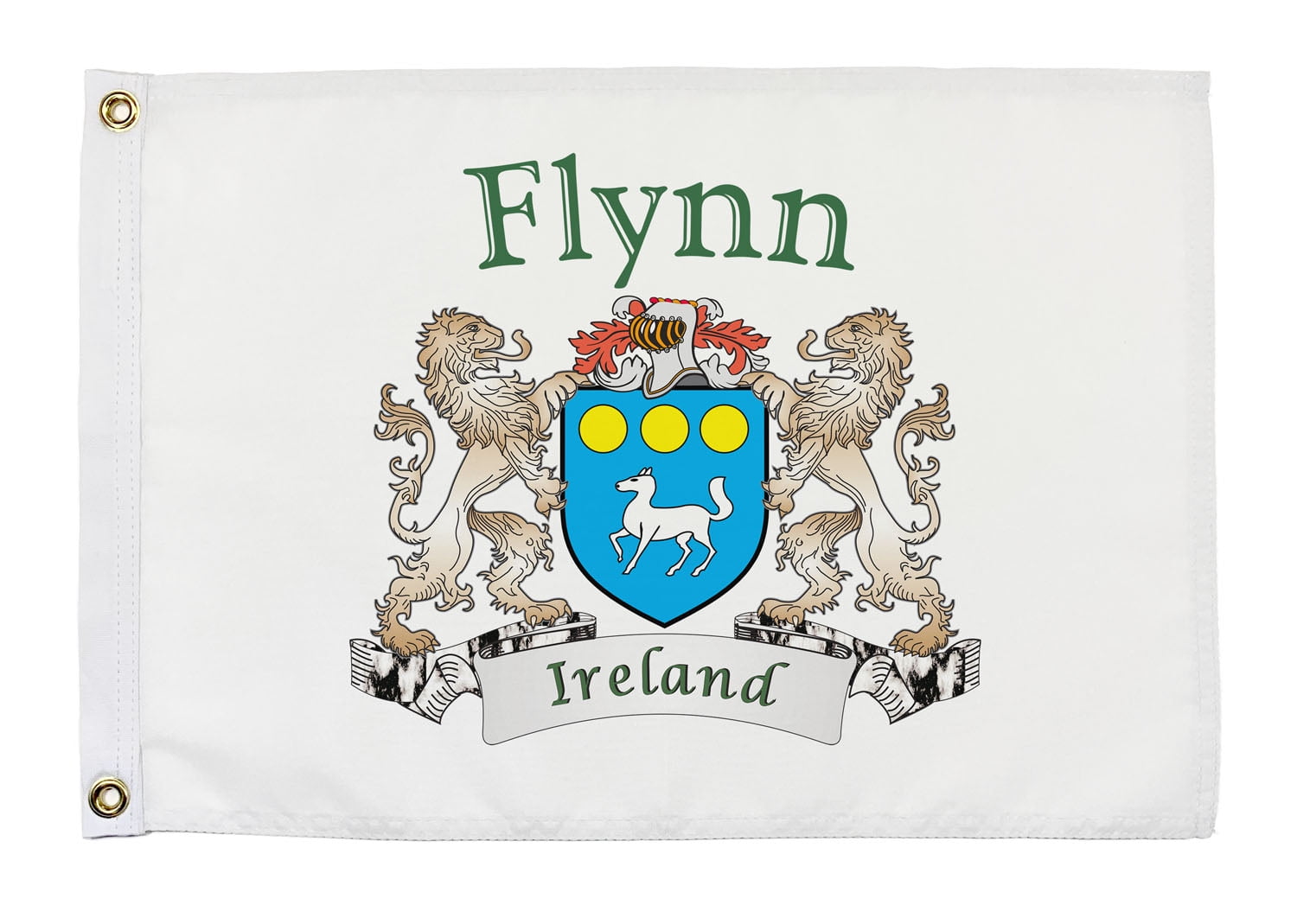 Flynn Irish Coat of Arms Small White Flag - 16"x10.5" inches - Walmart.com