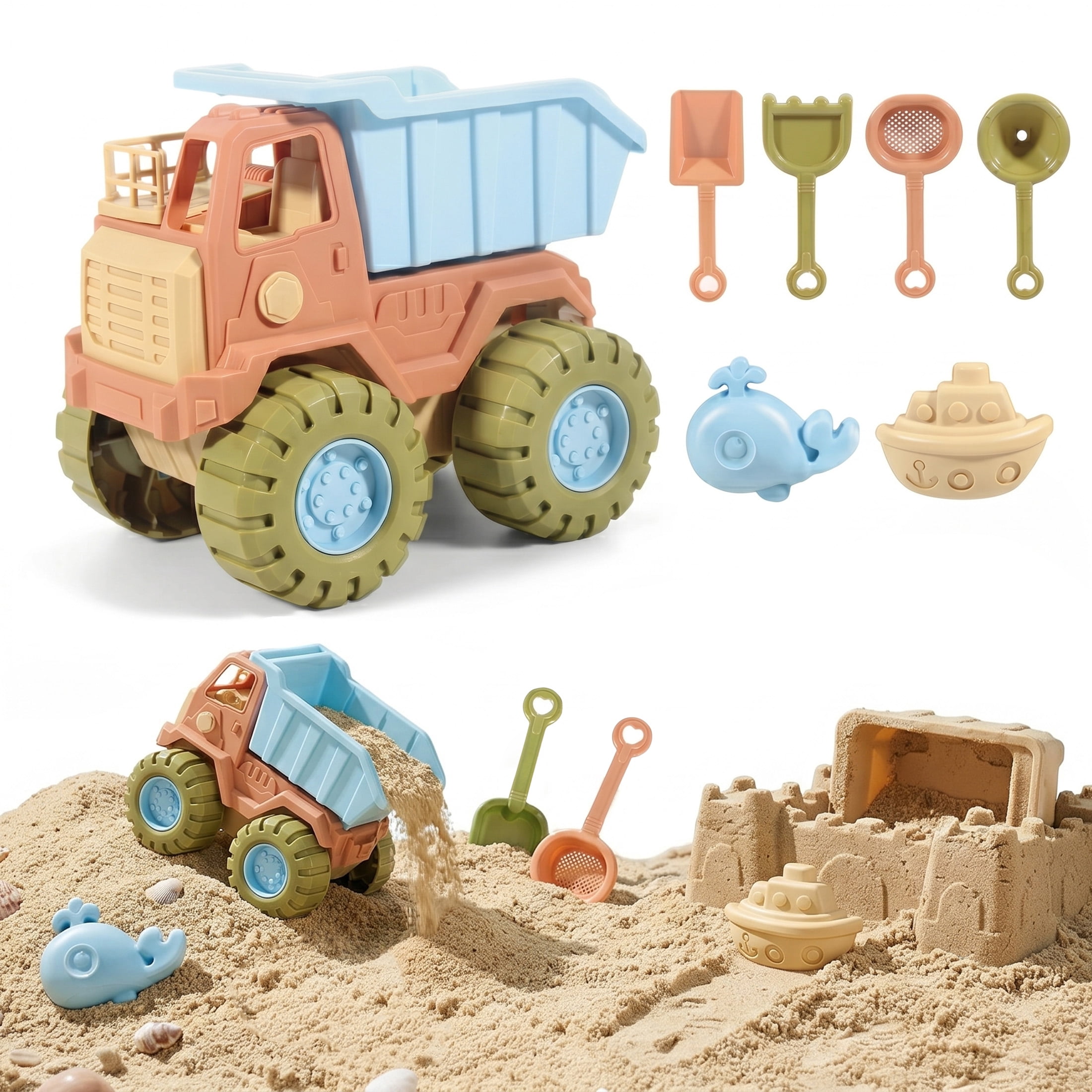 Flynow 7 Pcs Beach Toy Set for Kids 3+ Years Old, Friendly Travel Play ...