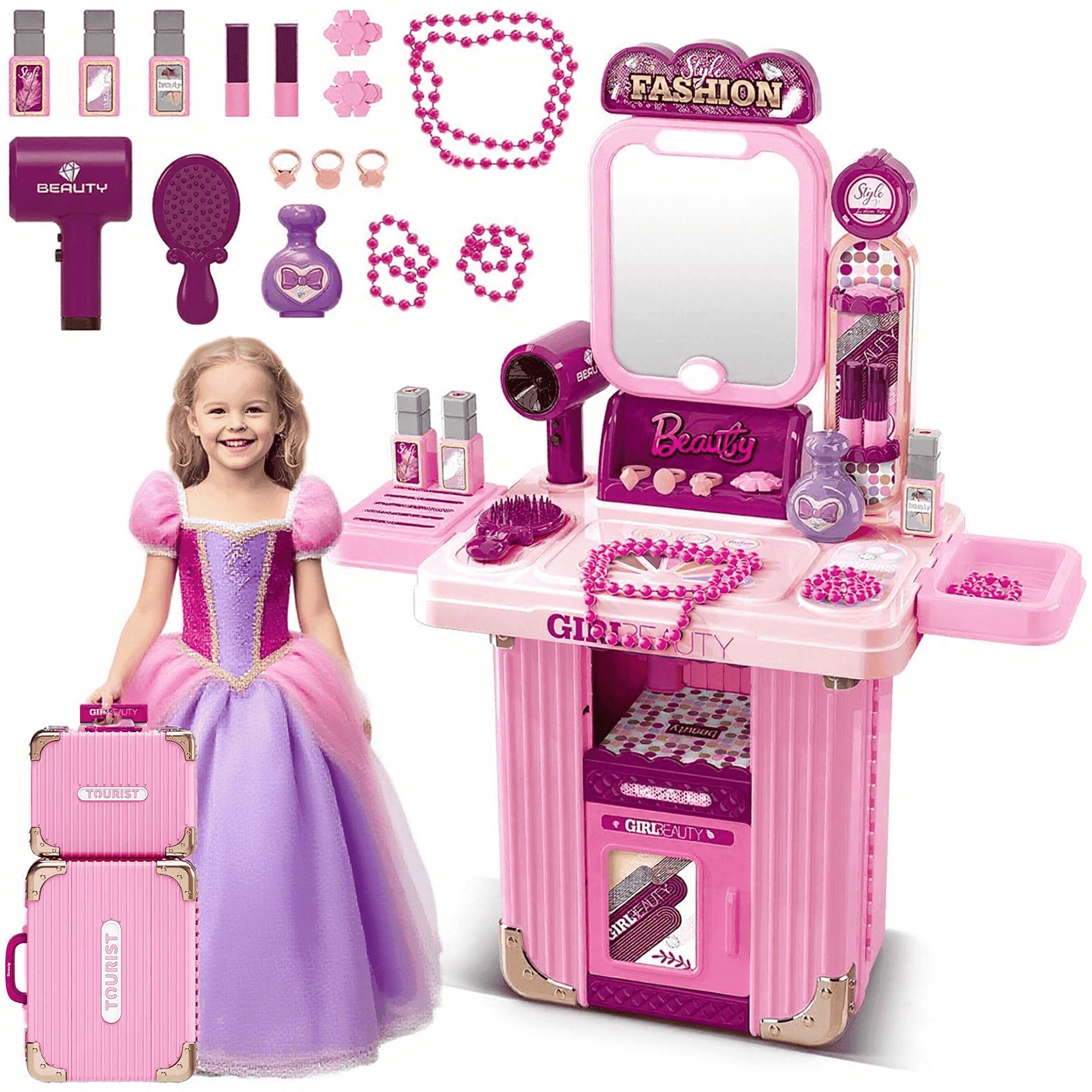 Flynow Toys Makeup Table Playset, Girls Dressup Pretend Play Princess ...
