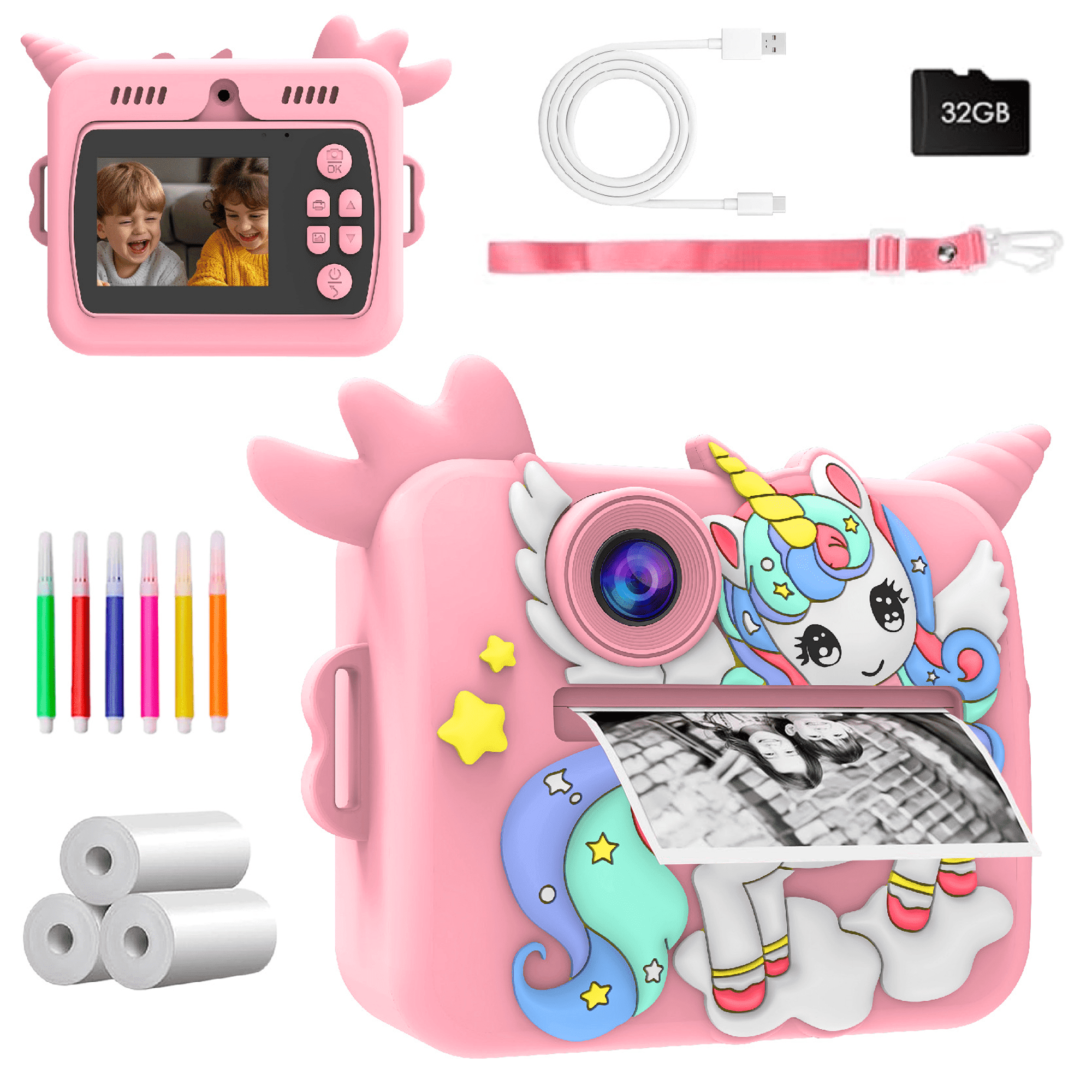 Flynow Kids Camera Toy Instant Print, Children Digital Camcorder ...