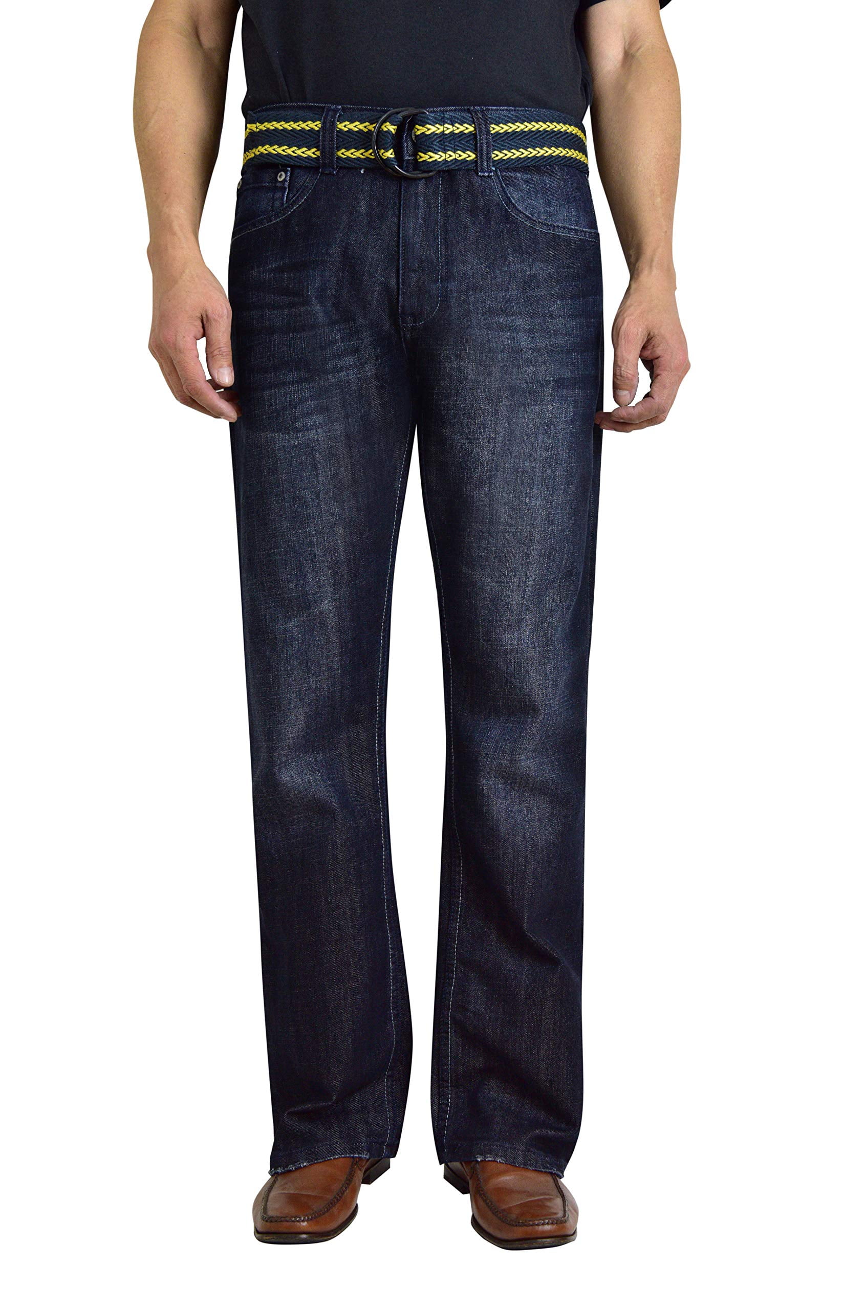 Flypaper Men's Belted Dark Wash Jeans Bootcut Leg Regular Fit 32x30 ...