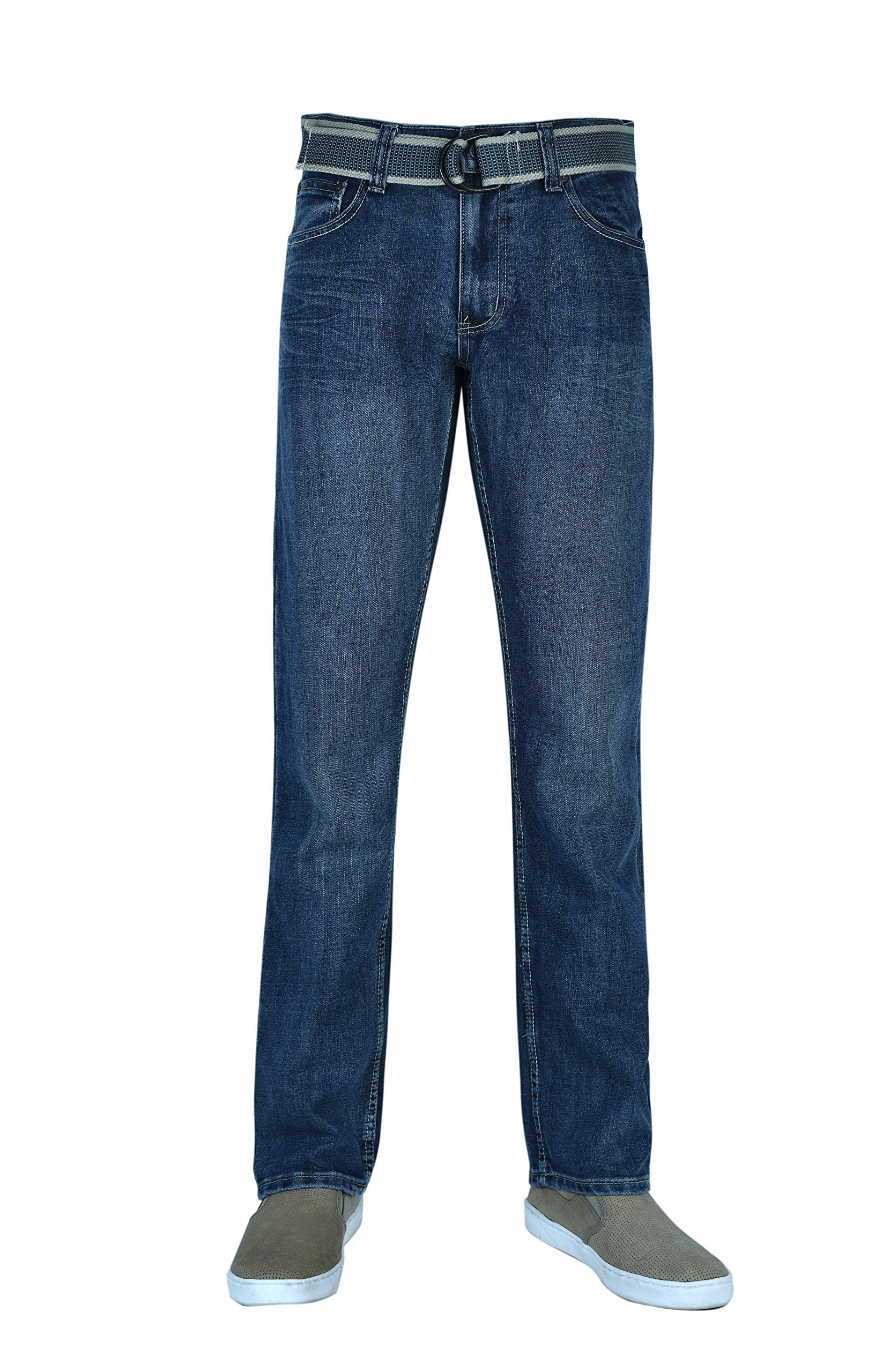 Flypaper Men's Dark Wash Straight Leg Jeans, Regular Fit, Belted ...