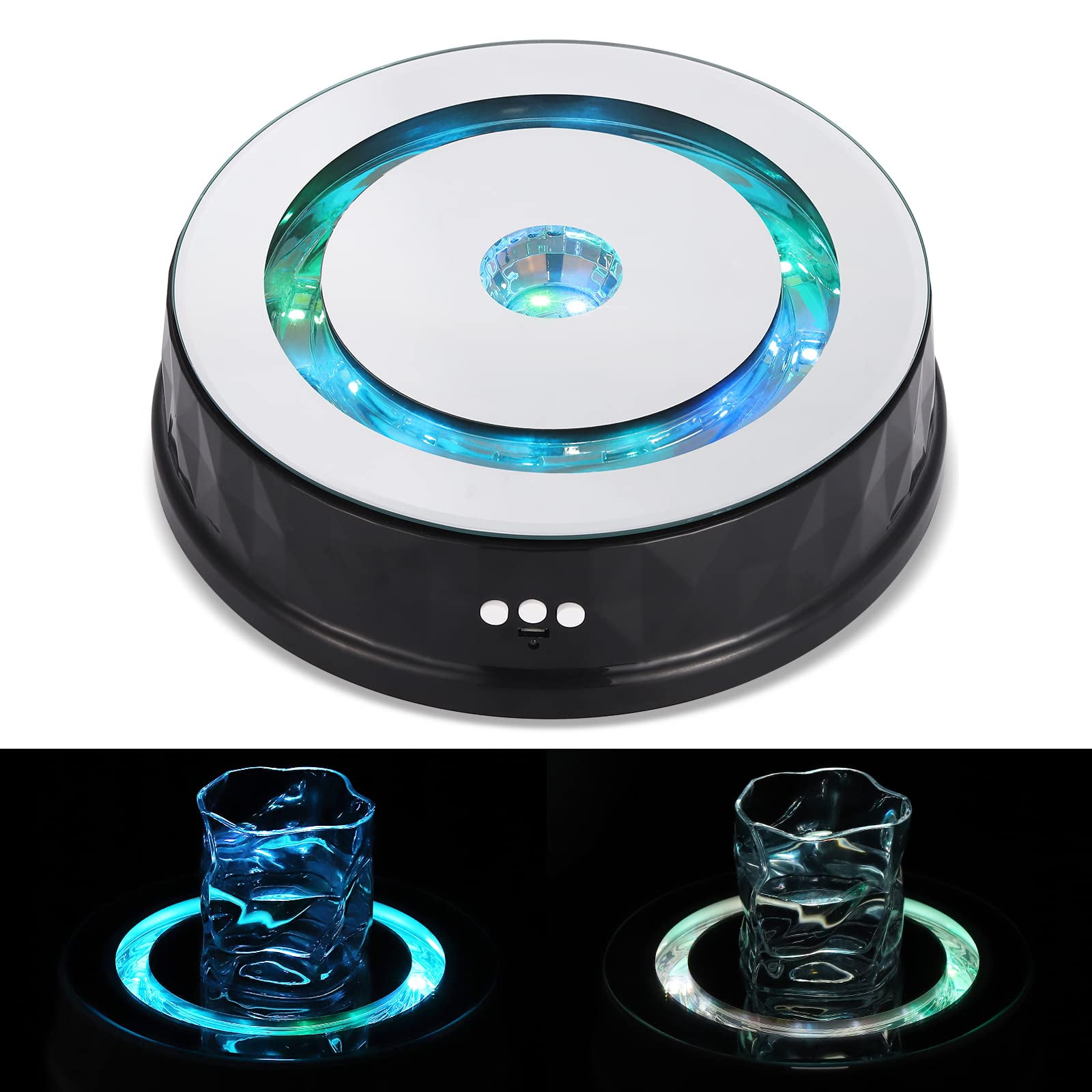 Flyrivergo Rotating Display Stand 9inch/17.6lb LED Colorful Light 360 ...