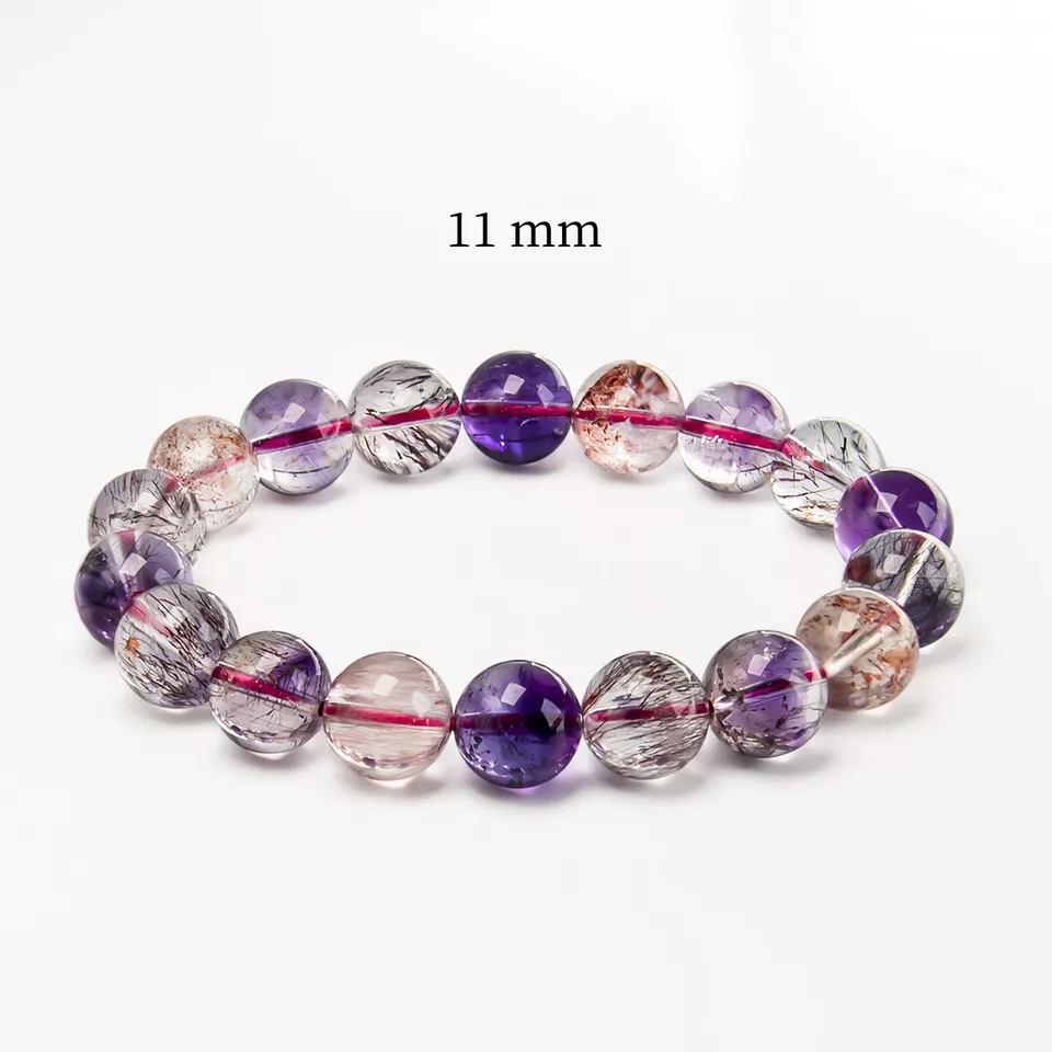 Flyshop Jewelry Natural Super Seven Crystal Bracelet, Purple Rutilated ...