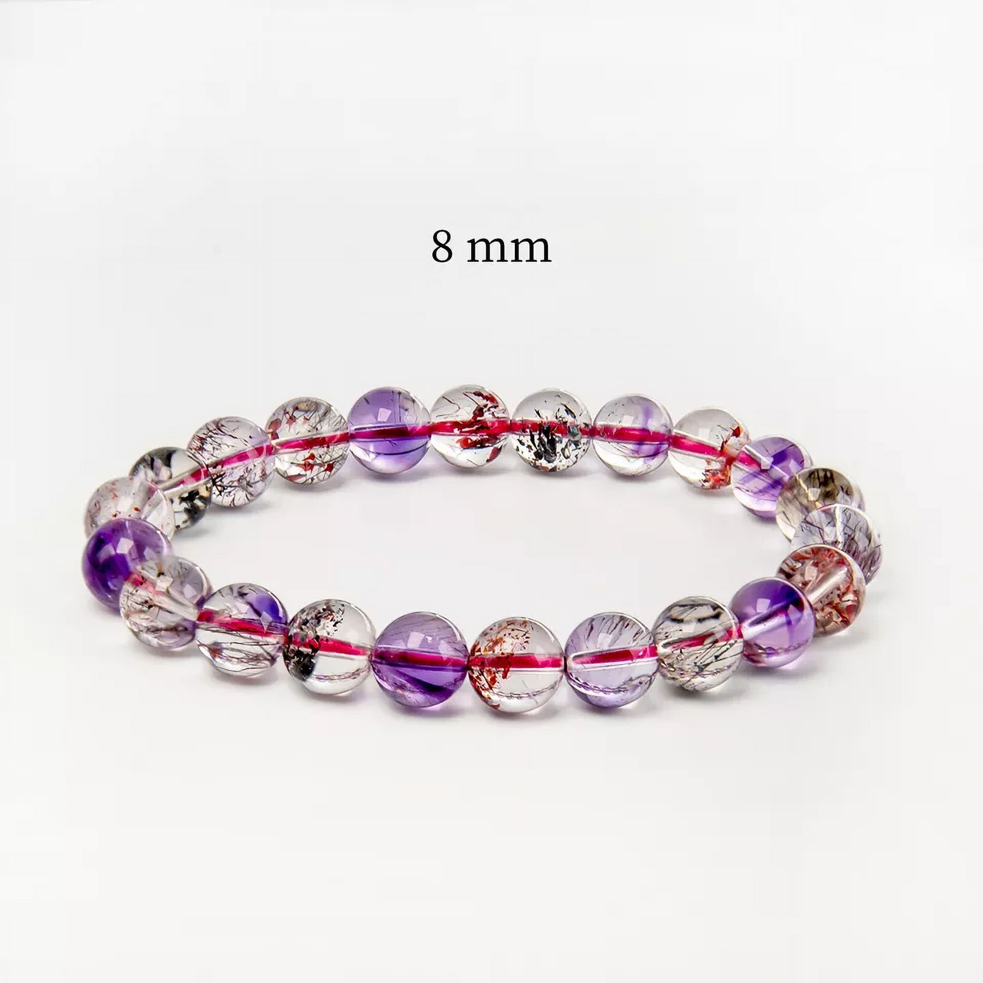 Flyshop Jewelry Natural Super Seven Crystal Bracelet, Purple Rutilated ...
