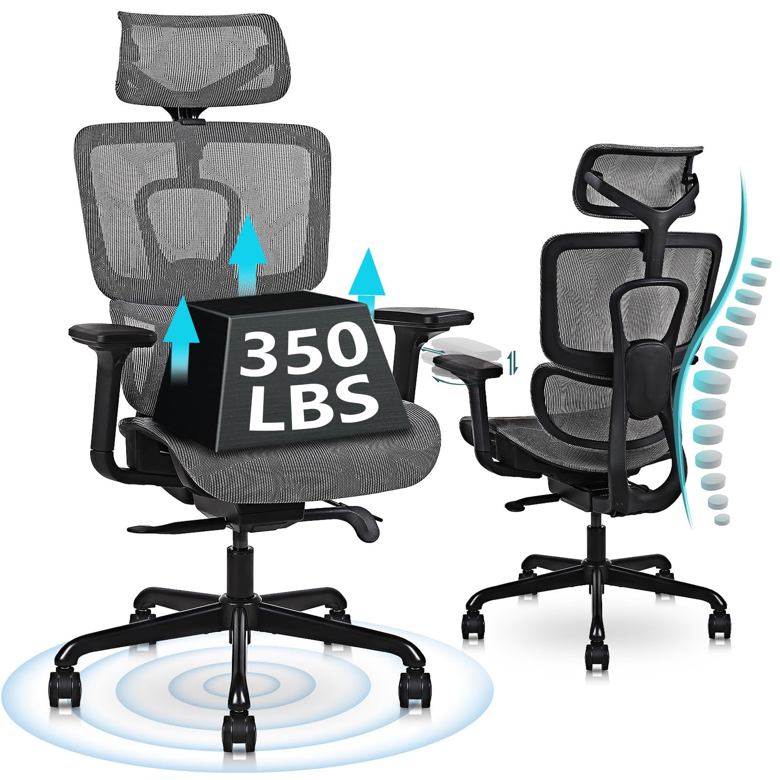 Flysky Aduly]t Ergonomic Mesh High Back Adjustable Office Desk Chair ...