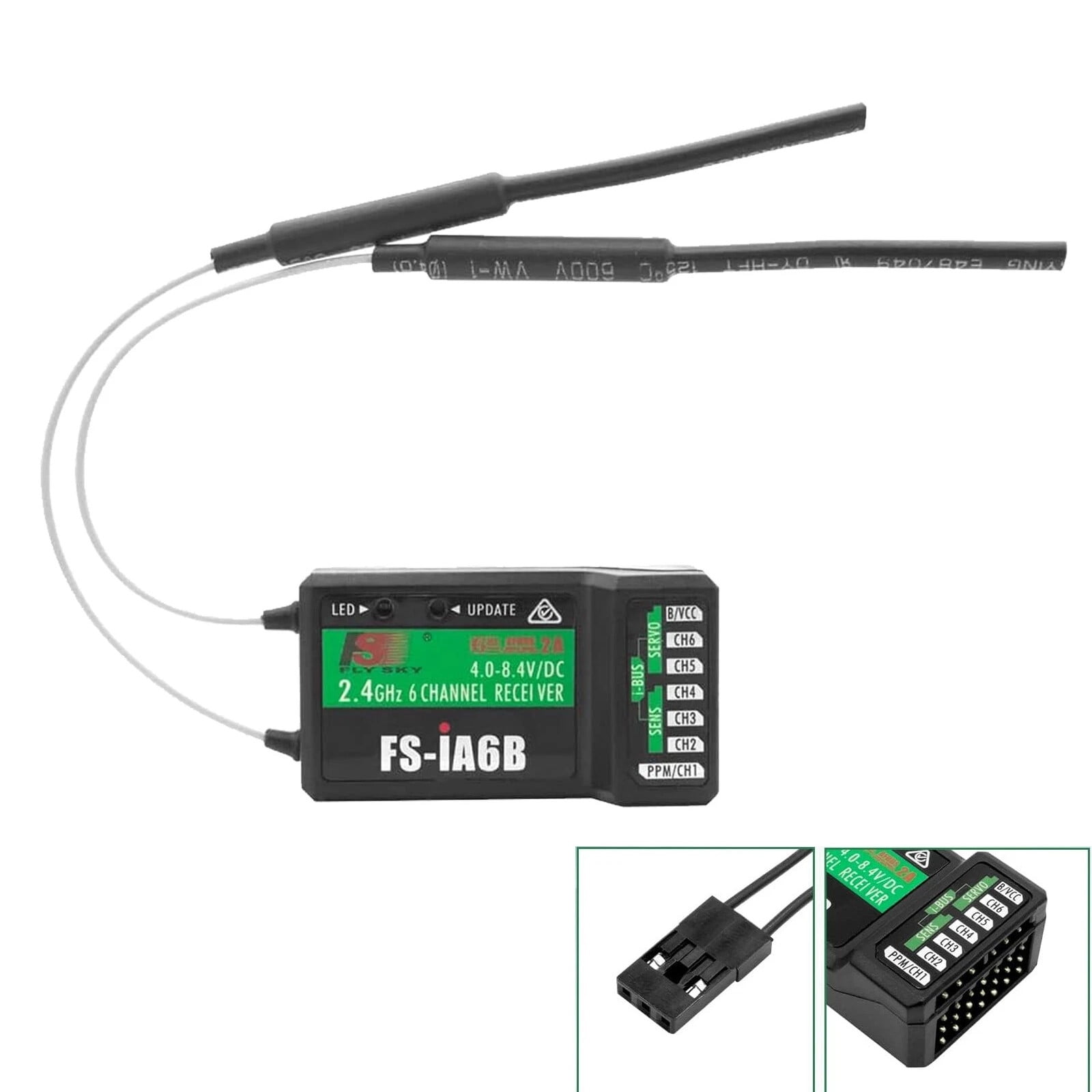 Flysky FS-iA6B 2.4GHz 6CH RC Receiver with PPM and i-BUS Output, Dual ...
