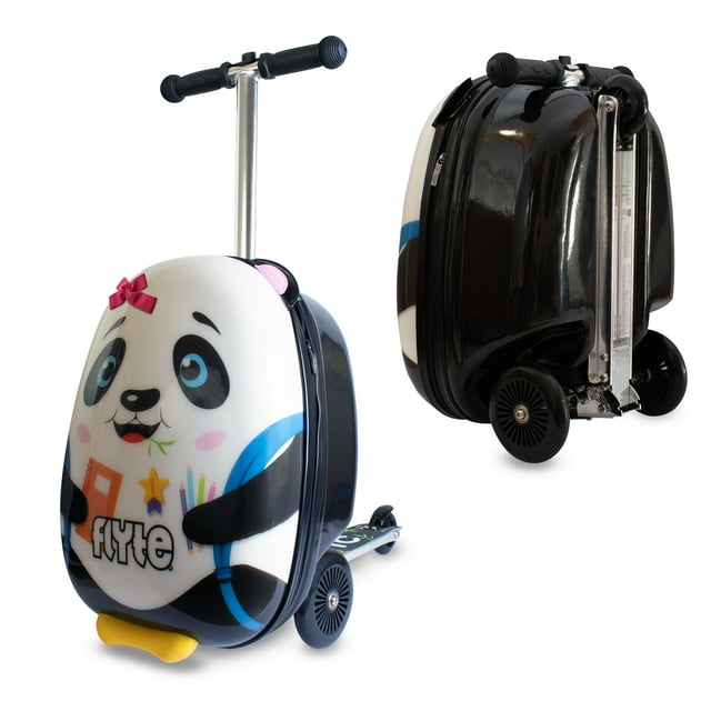 Flyte 18'' Carry & Sit Panda Scooter Suitcase for Kids, 2-in-1 Ride-On ...