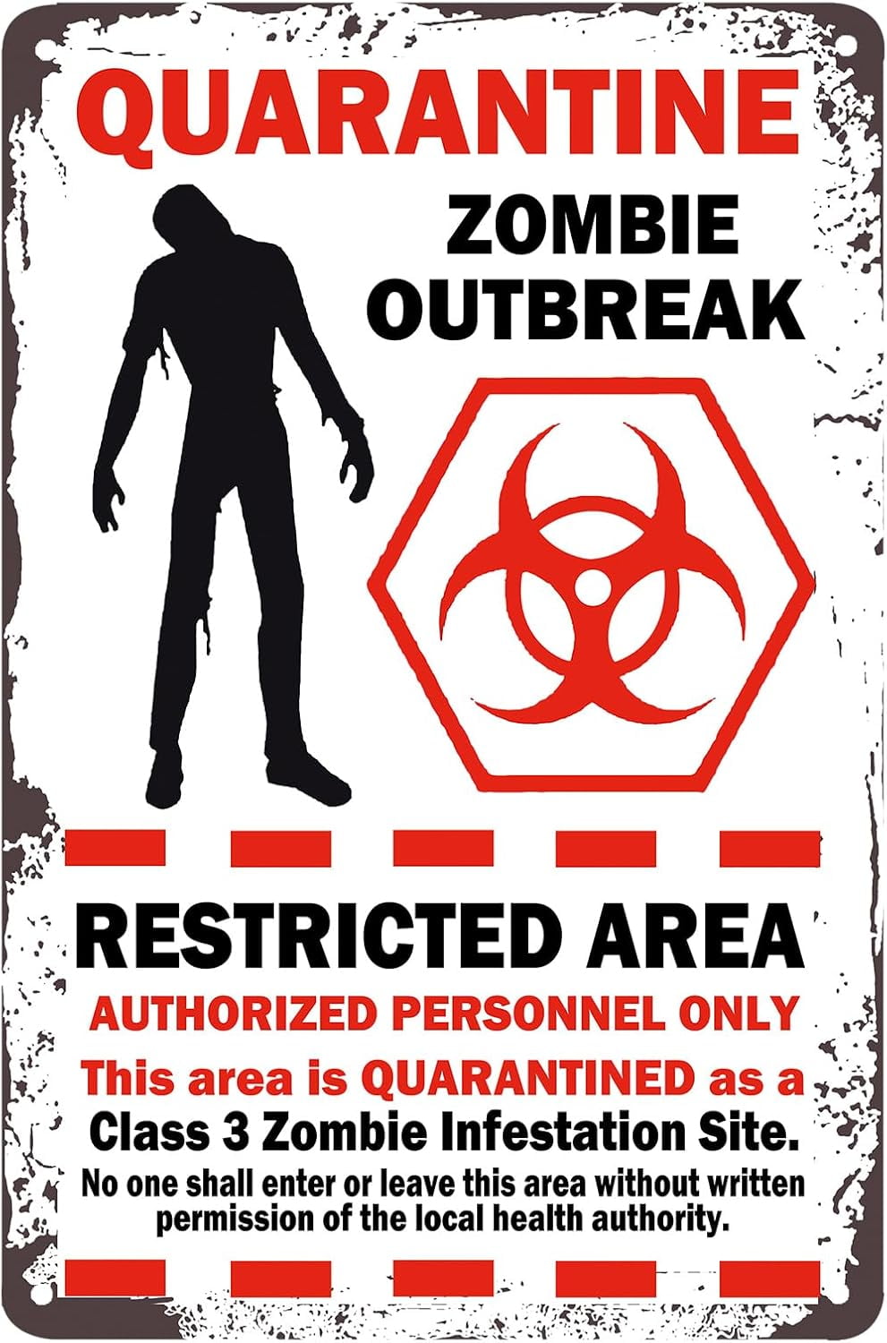 Flytime Warning Restricted Area Quarantine Zombie Outbreak Vintage Tin ...