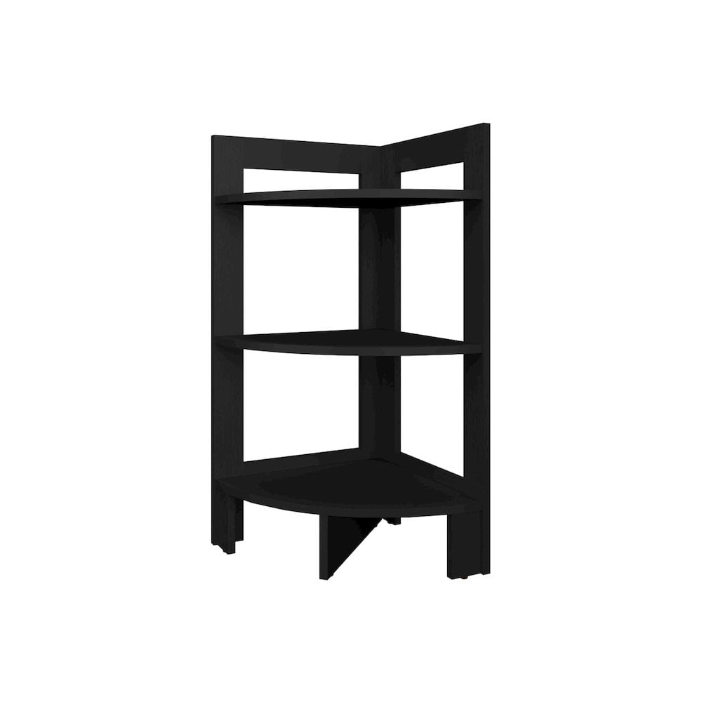 Fm Furniture Gisela Corner Shelf With Three Shelves, Black - Walmart.com