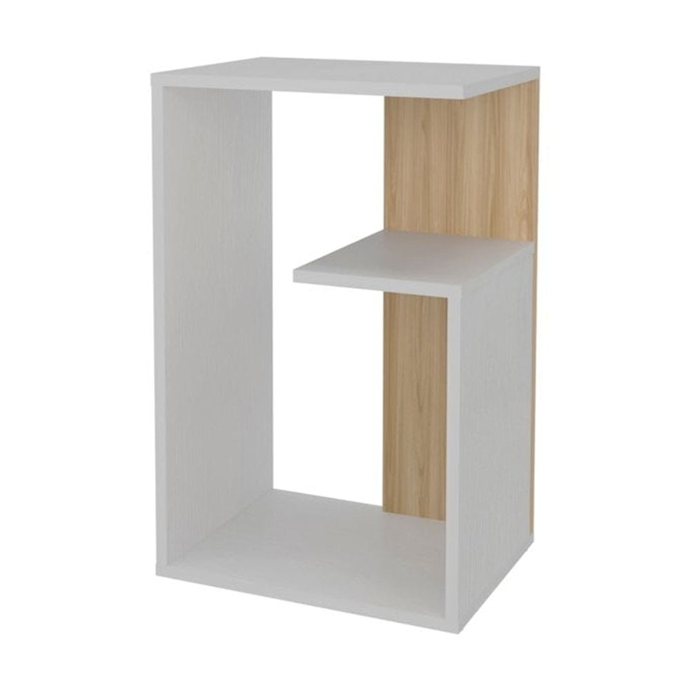 Fm Furniture Vega Side Table in Melamine with Open Storage, White and ...