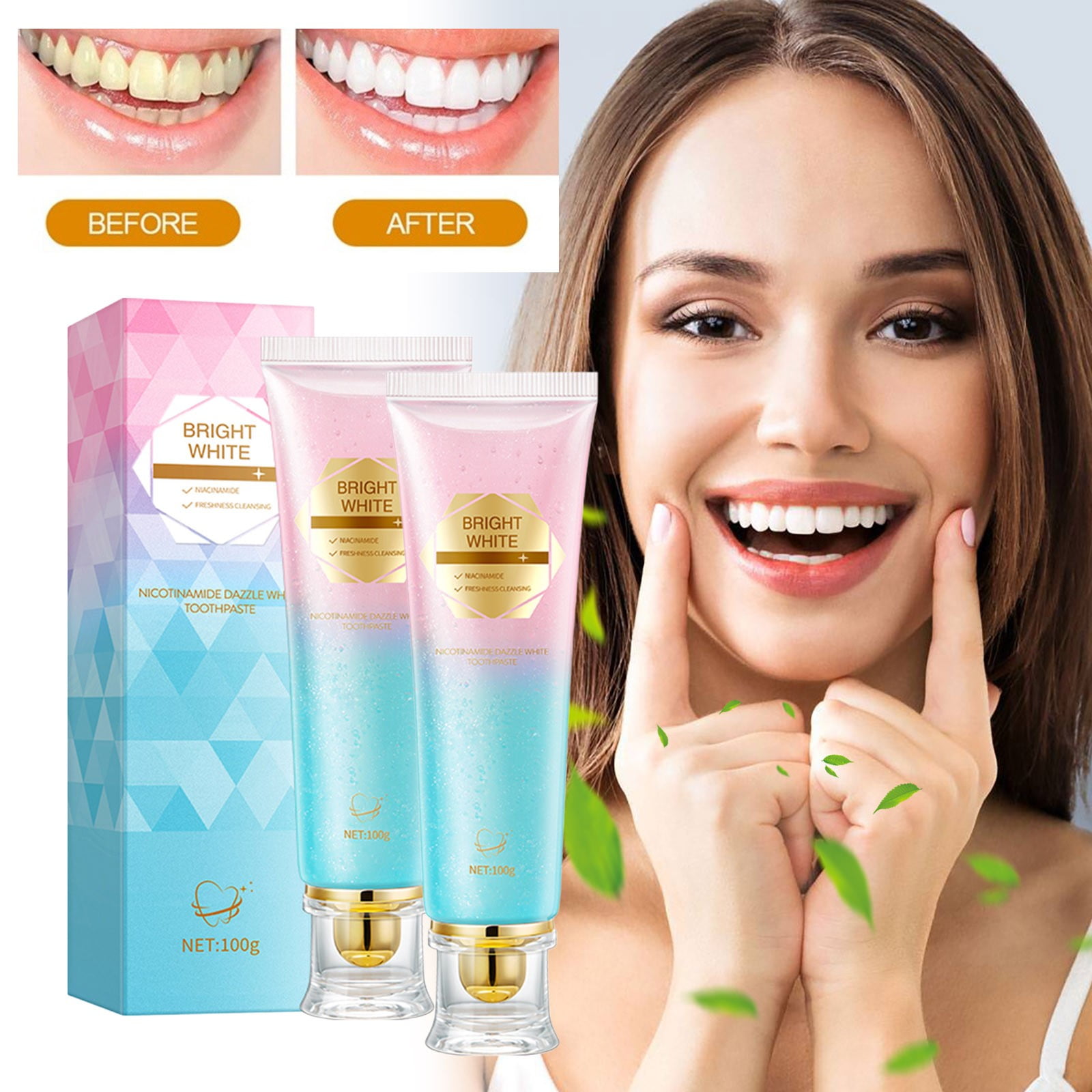 Fmbmuo 2pc Whitening Toothpaste with Niacinamide - Powerful Stain ...