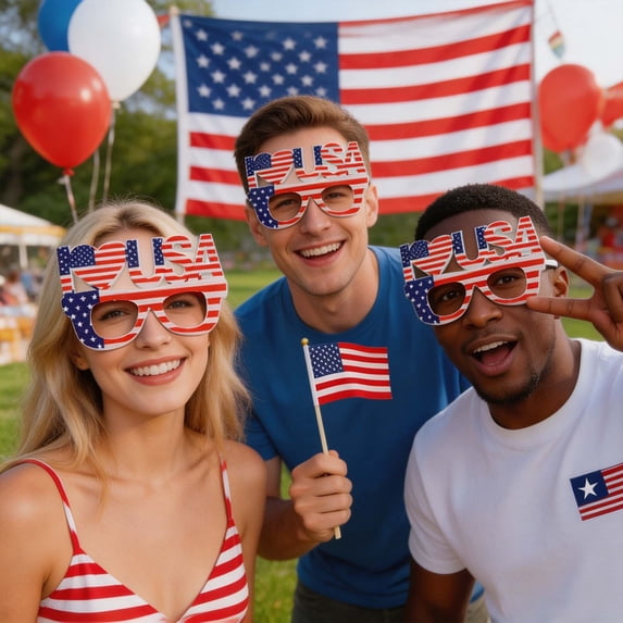 Fmbmuo 4th Of July Party Sunglasses Set Of 7 Sparkly Patriotic Eyewear ...