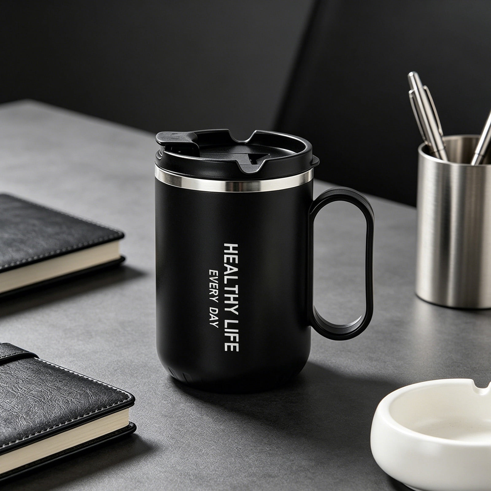 Fmbmuo 500ml Stainless Steel Insulated Mug with Lid and Handle, Double ...