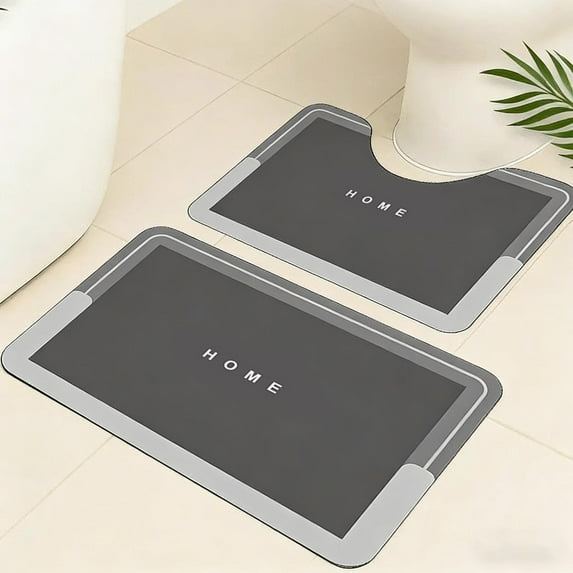 Fmbmuo Black Bathroom Rugs "HOME" Rectangle Washable Indoor/Outdoor ...