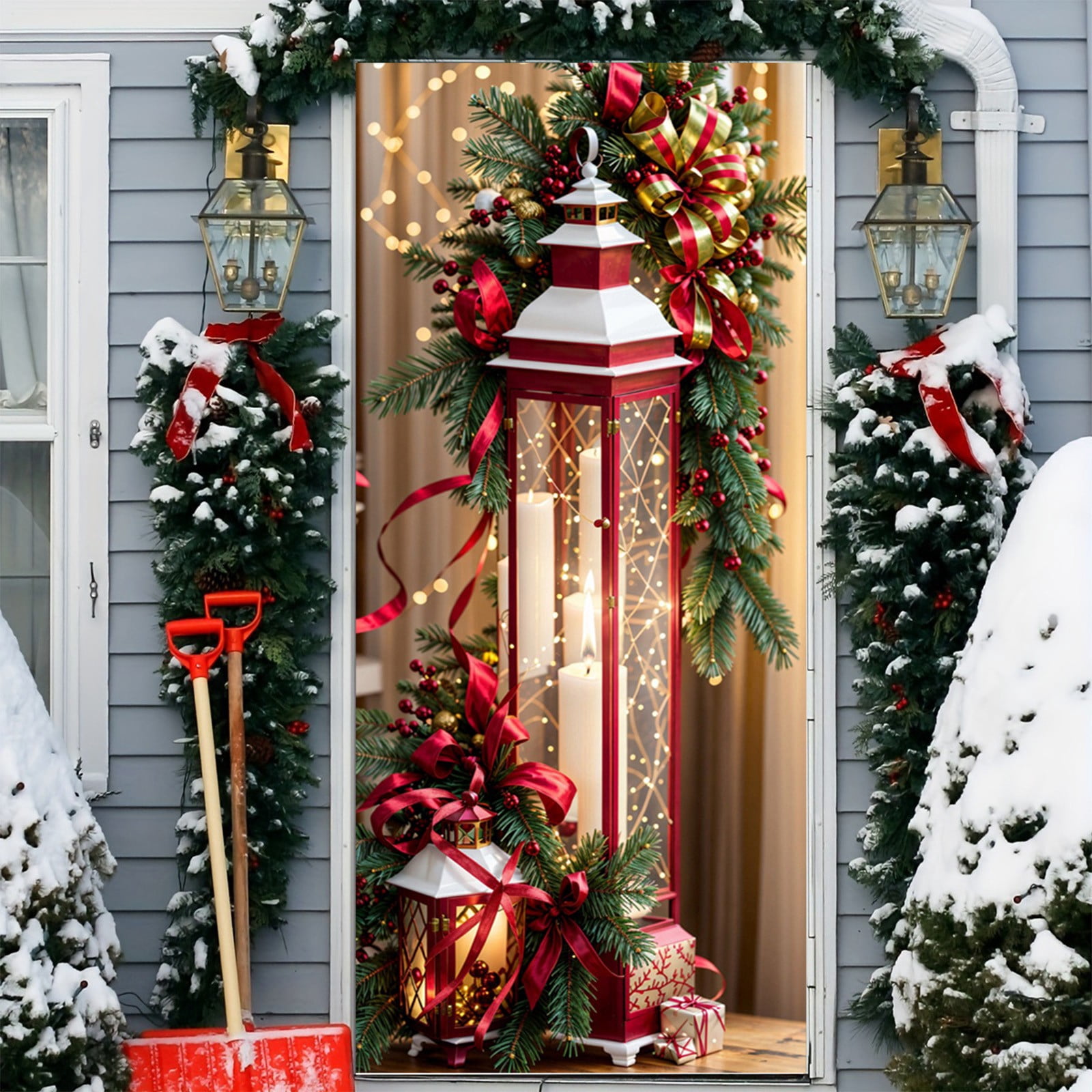 Fmbmuo Christmas Snowman Door Cover Decorations Christmas Front Door ...
