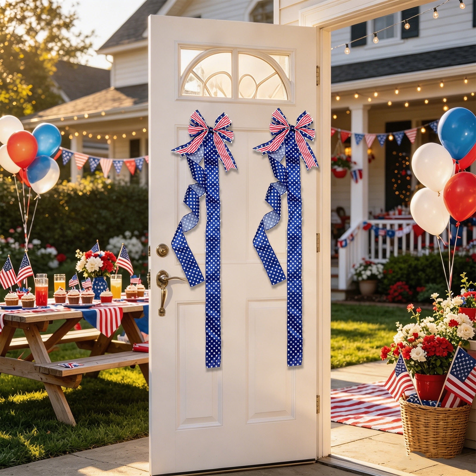 Fmbmuo Independence Day Large Bow Party Decorations 39 Inch Red White ...