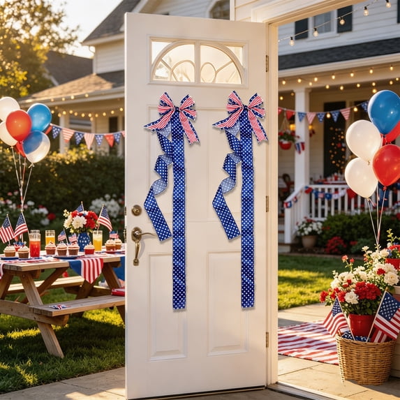 Fmbmuo Independence Day Large Bow Party Decorations 39 Inch Red White ...