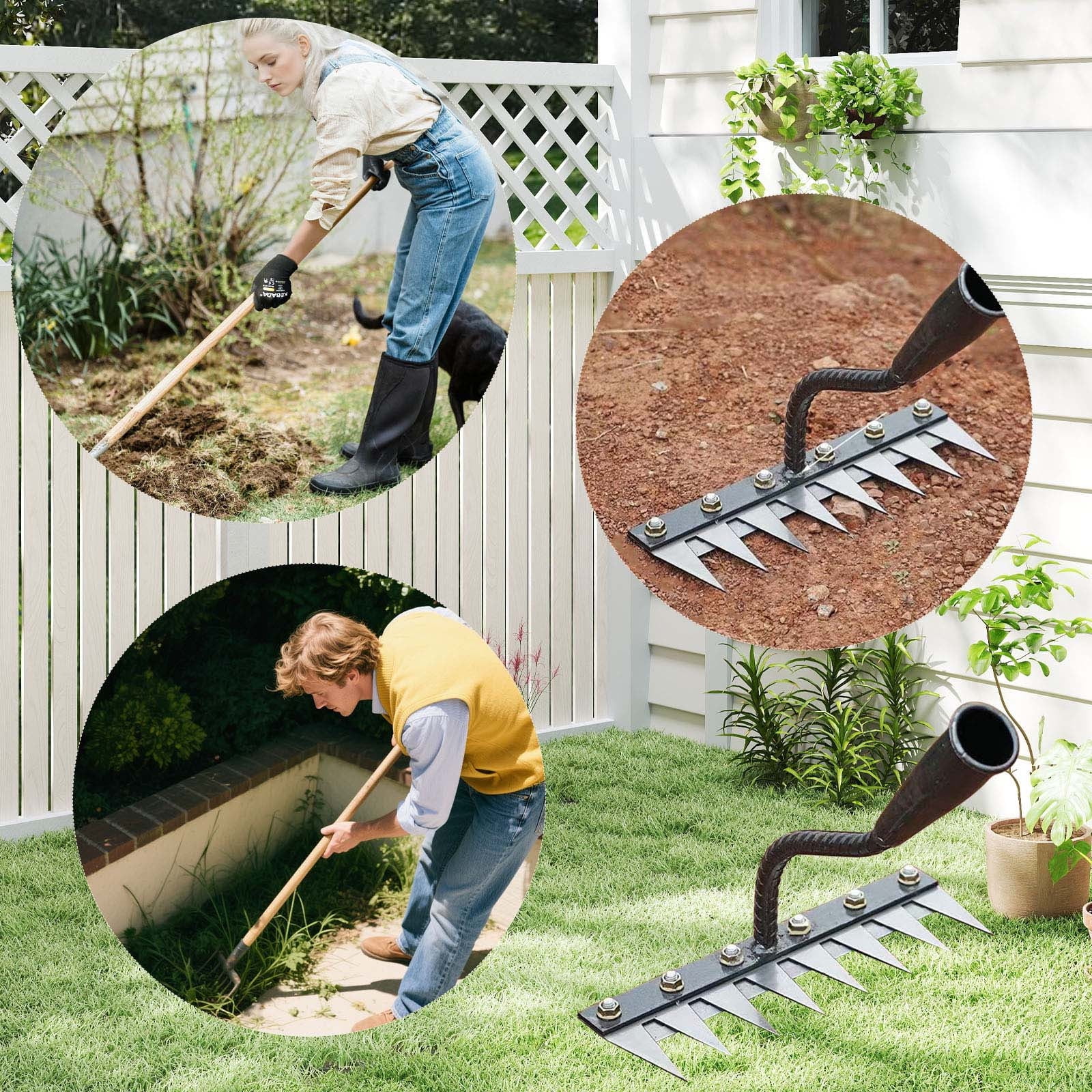 Fmbmuo Iron Weeding Rake 2.02025 5/6/7/8 Teeth Carbon Steel Garden ...