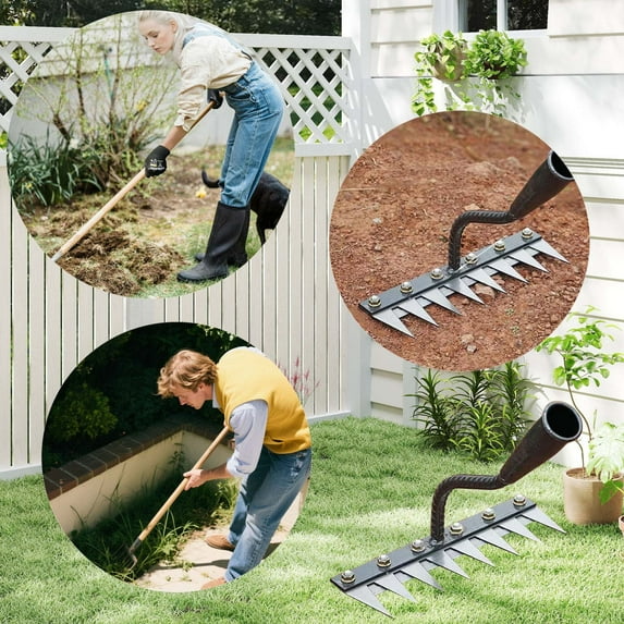 Fmbmuo Iron Weeding Rake 2.02025 5/6/7/8 Teeth Carbon Steel Garden ...