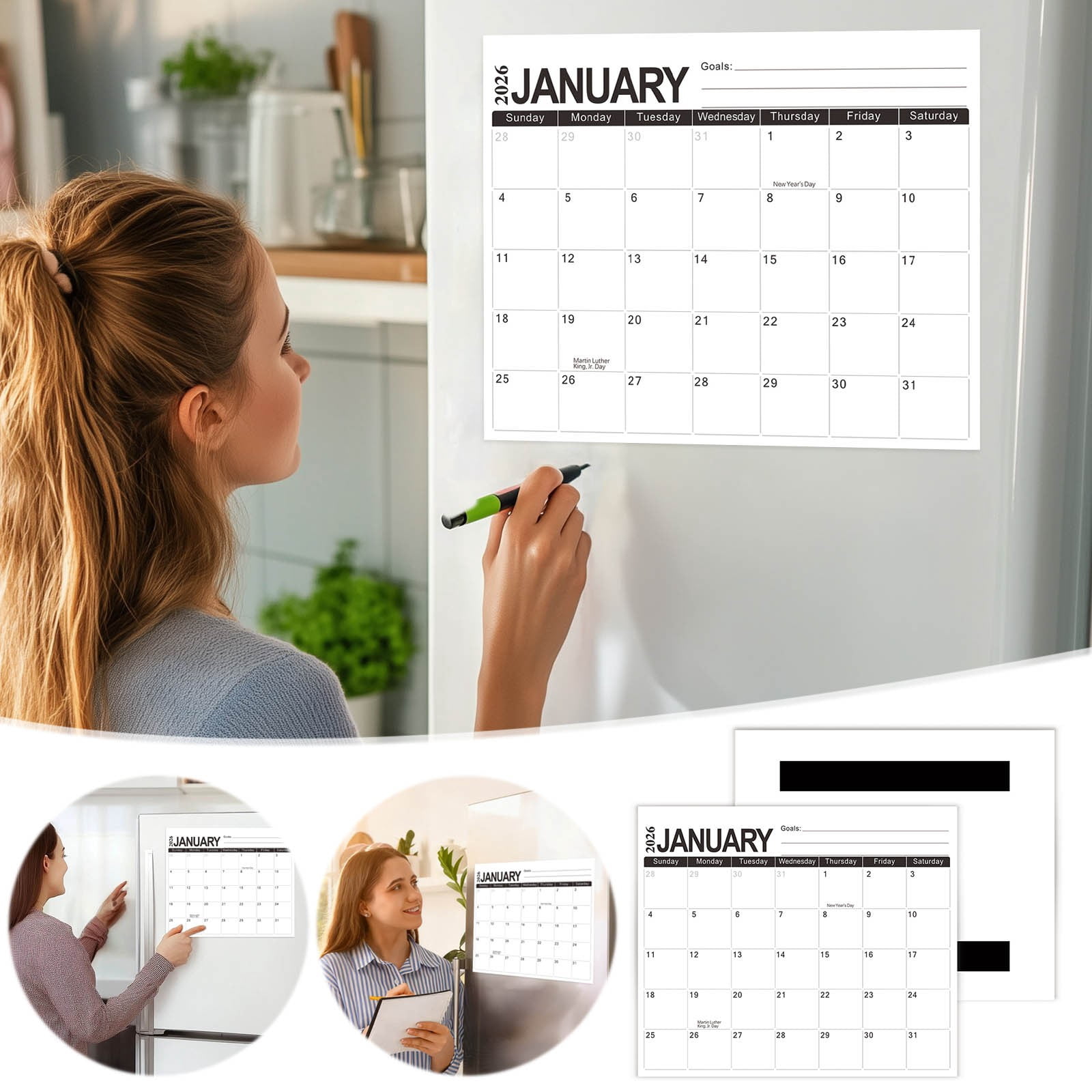 Fmbmuo Magnetic Calendar 10" x 12" Single Piece Minimalist 2026-2027 ...