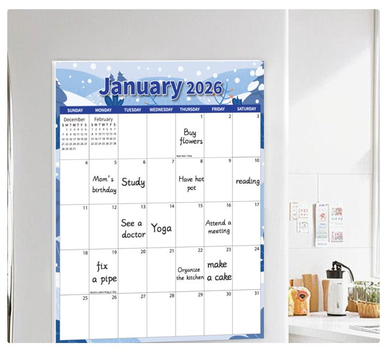 Fmbmuo Magnetic Calendar 12" x 15" Modern Single Piece 2026 Calendar ...
