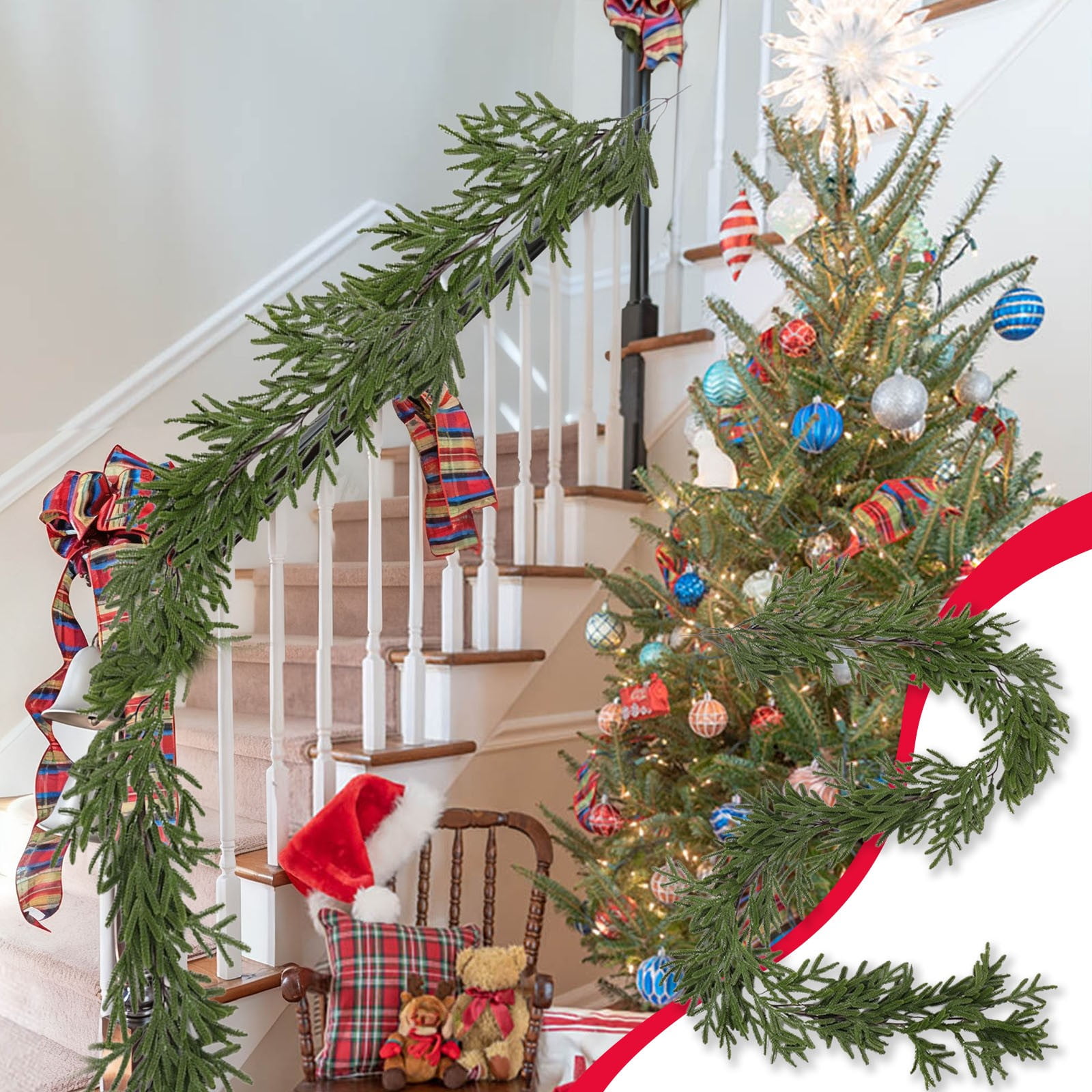 Fmbmuo Mantel Hangers For Garland,Artificial Christmas Rattan With Soft ...