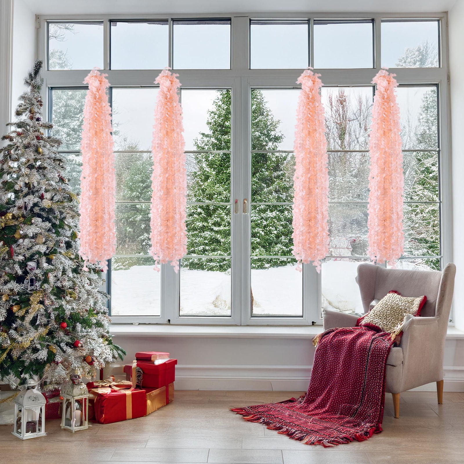 Fmbmuo Mantle Flower Garland 3.2 ft Gold Hanging Plants Waterproof ...