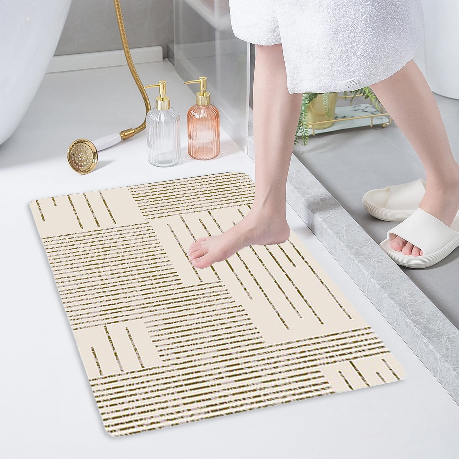Fmbmuo Minimalist Bathroom Rugs Flat Pile Waterproof Rectangle Bath ...
