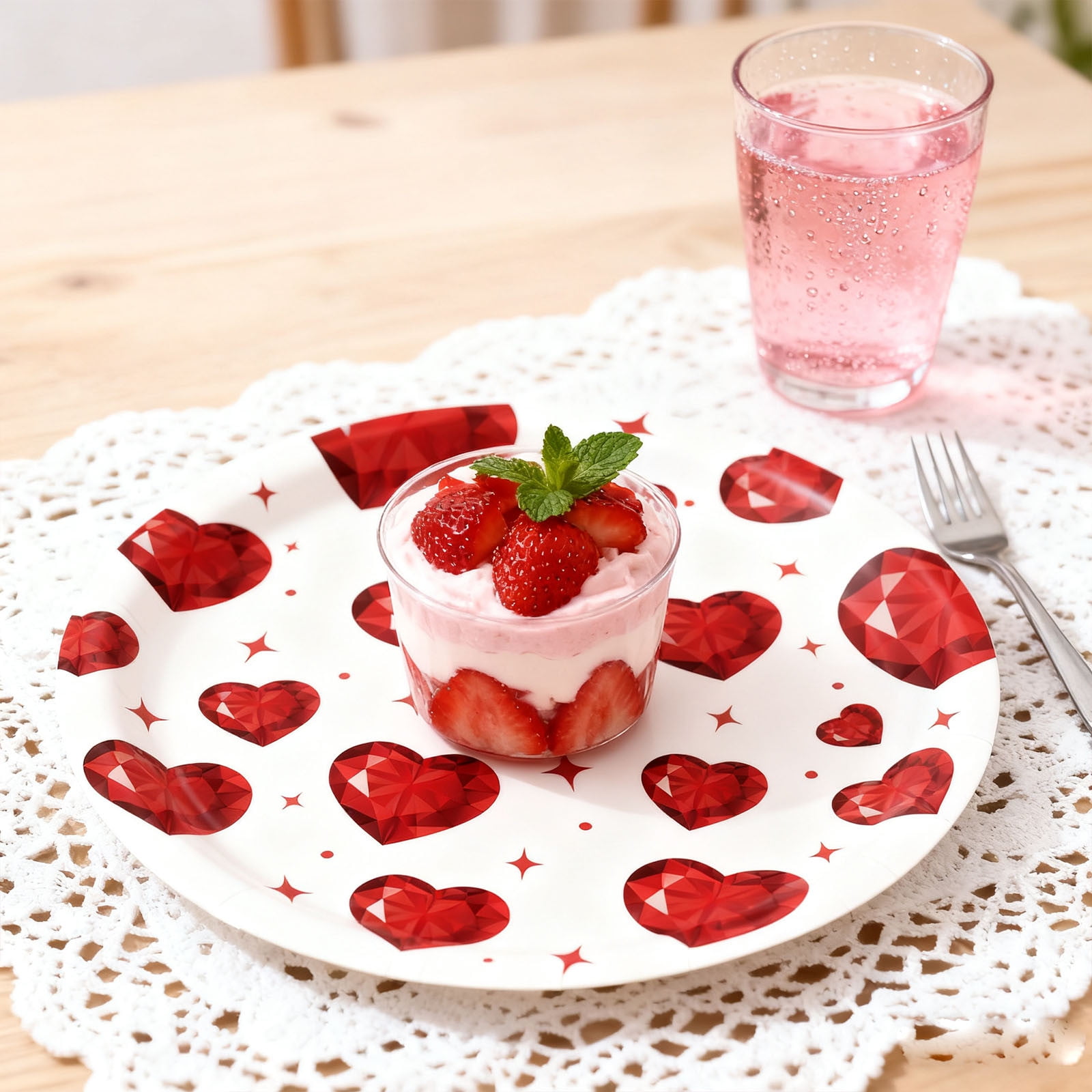 Fmbmuo Paper Valentine's Day Plates 16 Pcs Disposable Party Decorations ...