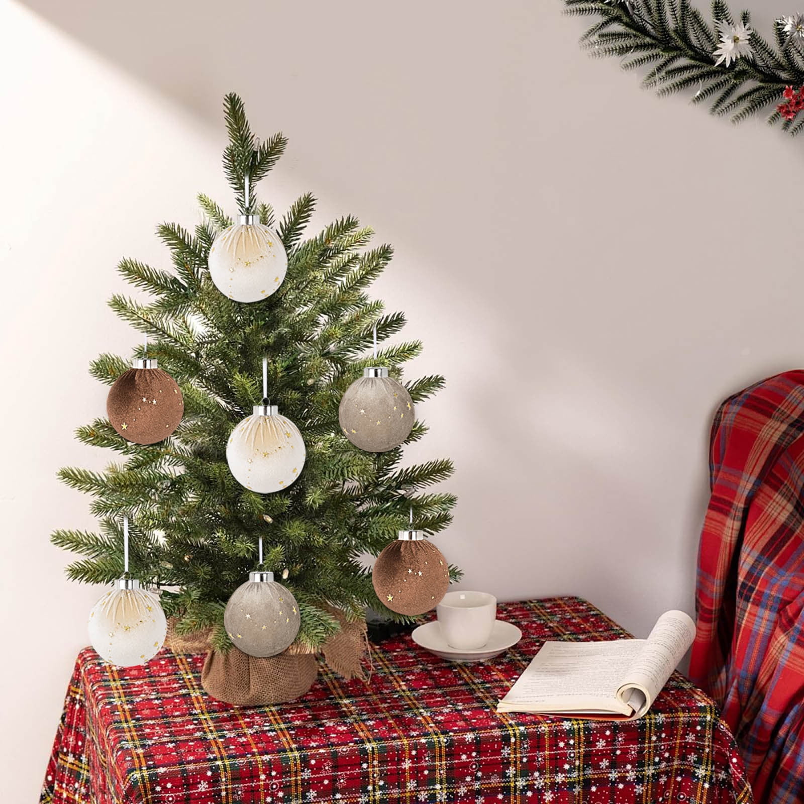 Fmbmuo Pastel Velvet Ball Ornaments - 8cm Plastic Core Christmas Tree ...