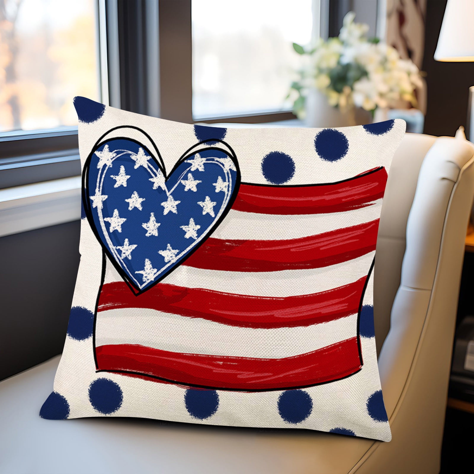 Fmbmuo Patriotic Pillow Cover - American Flag & Stars 8th of July Decor ...