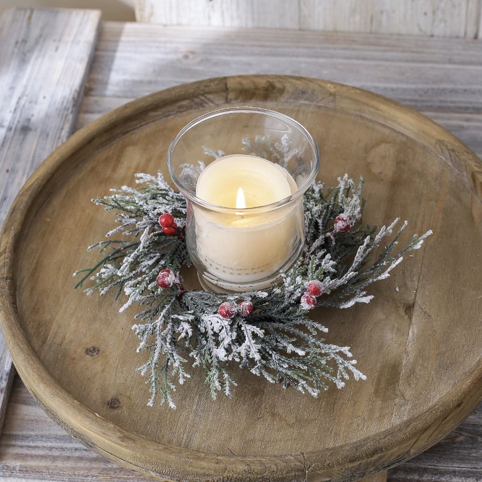Fmbmuo Pine Cone and Red Berry Candle Garland - Christmas Candle Ring ...