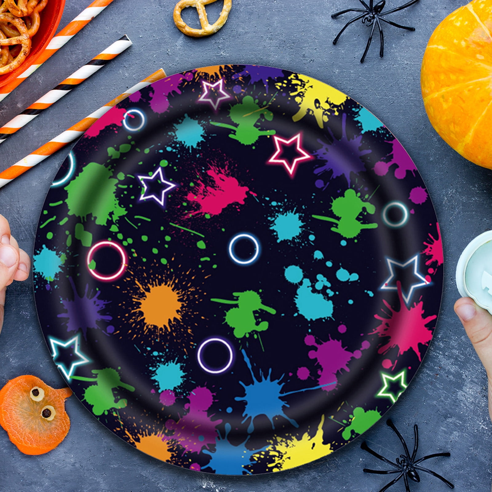 Fmbmuo Plates Theme Party Candy Graffiti Paper 16 Pcs Party Decorations ...