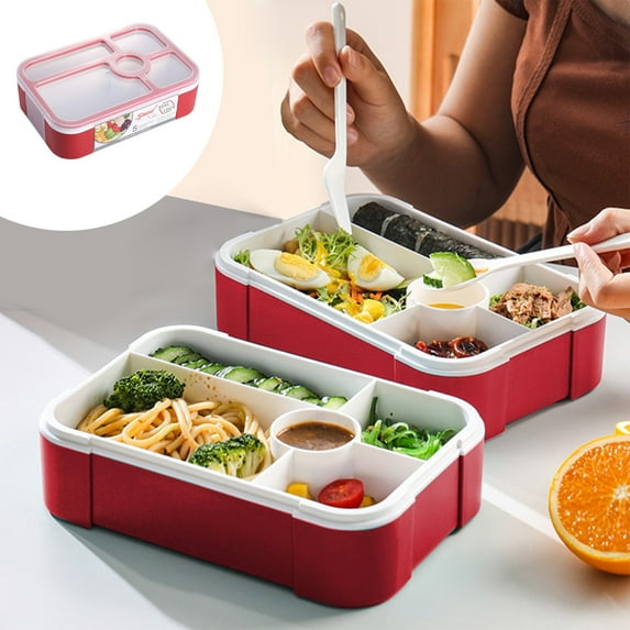Fmbmuo Portable Lunch Containers Red Plastic Reusable Bento Box, with ...