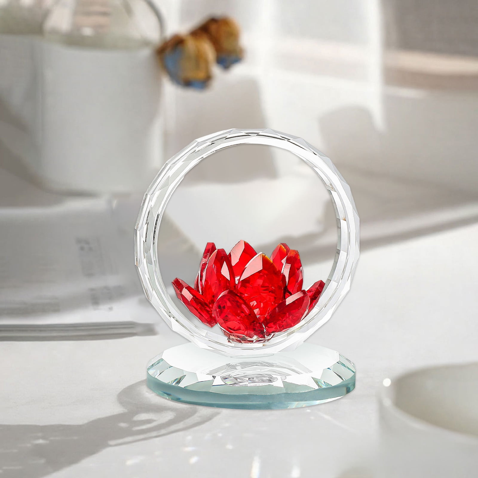 Fmbmuo Red Lotus Crystal Ornament Funny Tabletop Birthday Decorations ...