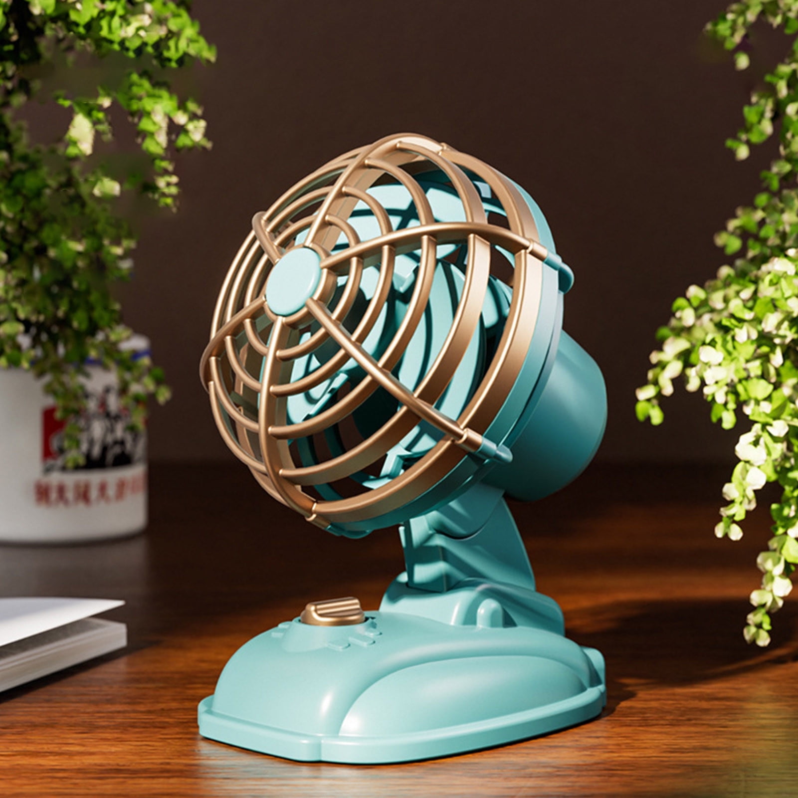 Fmbmuo Retro Mini Fan - Vintage Style USB Rechargeable, 3-speed ...